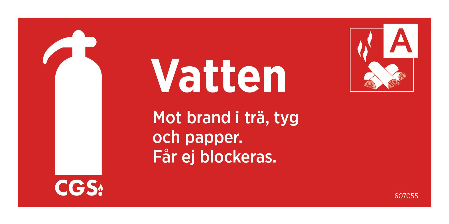 CGS skylt vatten 10x20 cm röd/vit, vinyl - Produkter